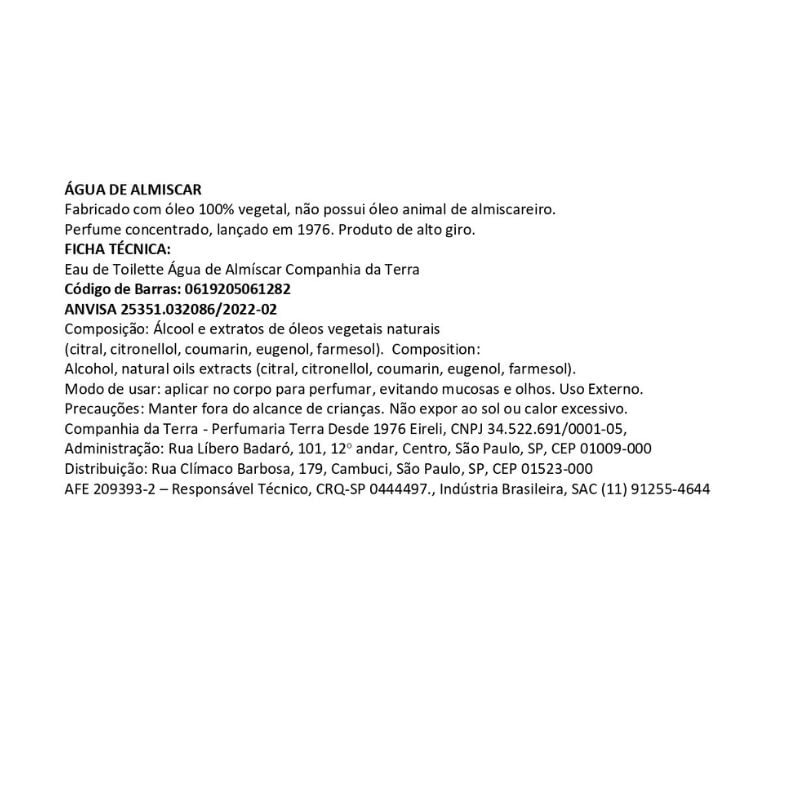 Perfume Almiscar Companhia da Terra 100ml - Mundo Verde