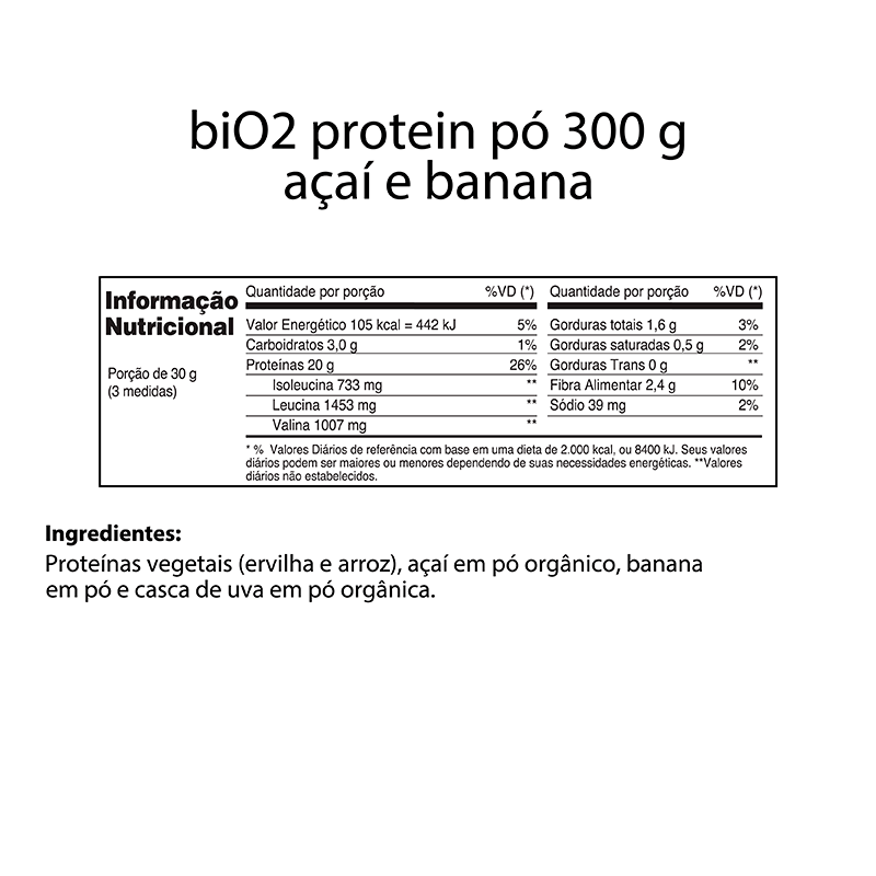biO2 Protein Açaí e Banana 300g - biO2 - Mundo Verde